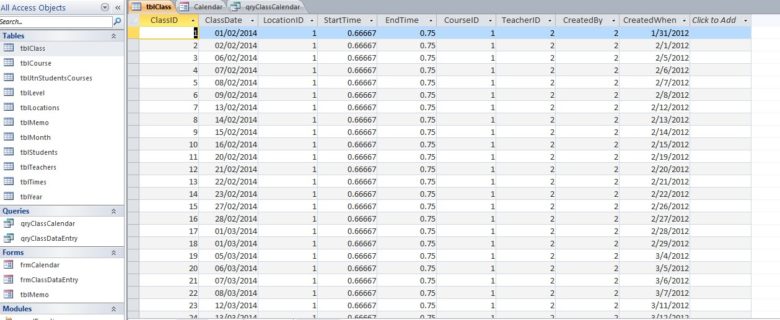 Microsoft Access Calendar Database Template – Microsoft Access ...